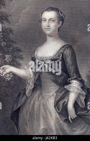 This portrait depicts Martha Custis Washington as a young woman, prior ...