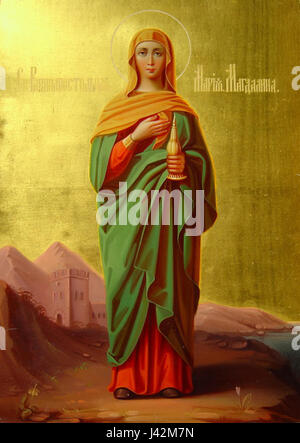 This artwork represents Mary Magdalene, a significant figure in ...