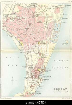 A map of Bombay (now Mumbai) from 1924, showing the city layout and ...