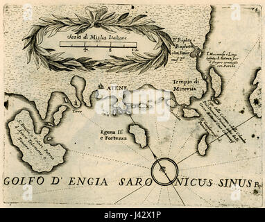 This 1688 map by Vincenzo Coronelli illustrates the coast of Attica and ...