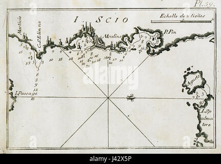 This 1804 map by Joseph Roux depicts the bay and port of Calvi in ...