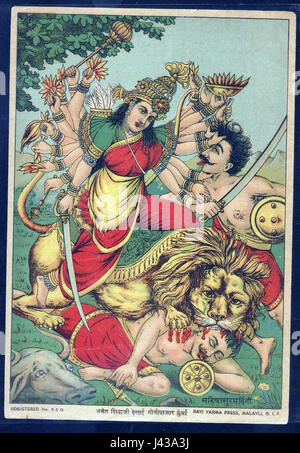 In this depiction, the Hindu goddess Durga confronts the buffalo demon ...