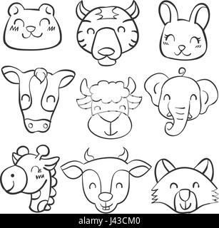 Doodle of animal head hand draw colorful Stock Vector Image & Art - Alamy