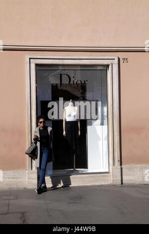 Dior fashion store at Via dei Condotti in Rome, Italy. Shop window ...