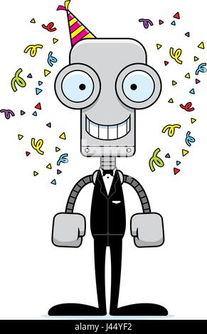 Robot with Party Hat and Confetti Cartoon Clipart Stock Vector Image ...
