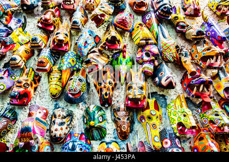 Traditional indigenous masks of Antigua, Guatemala Stock Photo - Alamy