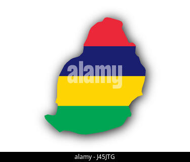 Map of Mauritius, flag map, National colors background Stock Photo - Alamy