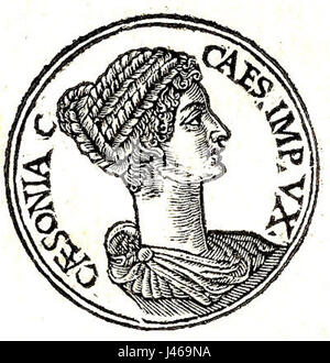 Milonia Caesonia, wife of Caligula, Emperor of Rome. Line engraving, 16 ...