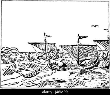 Illustration from 'Olav Tryggvasons saga', drawn by C. Krohg, depicting ...