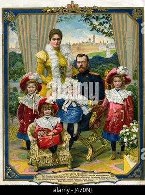 Nicholas II of Russia with family (postcard Stock Photo - Alamy