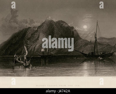 Mount Casius from the Sea. Vintage Middle East Illustration by WH ...