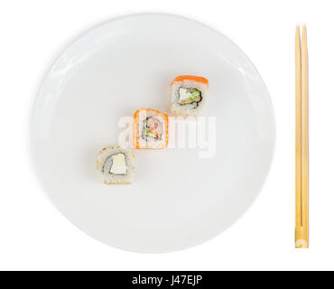 A top view of sushi rolls isolated on a white background Stock Photo ...