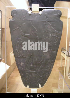 The Narmer Palette, an ancient Egyptian artifact, depicts the ...