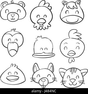 Doodle of animal head hand draw colorful Stock Vector Image & Art - Alamy