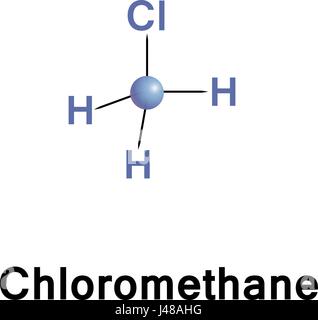 Chloromethane (methyl chloride) molecule. Stylized skeletal formula ...