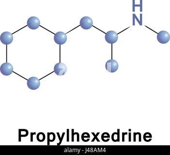 Propylhexedrine molecule. Used as nasal decongestant and stimulant ...