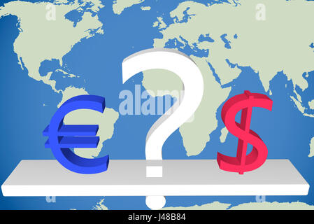 concept of euro versus dollar with a question mark Stock Photo - Alamy