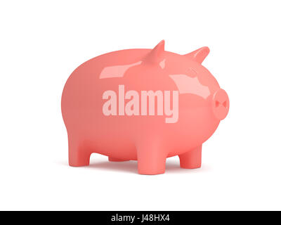 3d pink ceramic Piggy bank with gold coin stacks . Business, saving ...