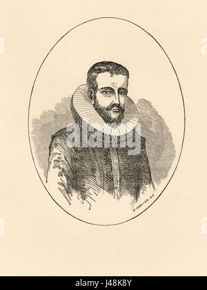 Henry Hudson (1565-1611), portrait of the English explorer, best known ...