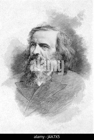 A portrait of Dmitri Mendeleev, the Russian chemist and creator of the ...