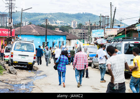 Street scene in slum area of Piazza, Addis Ababa, Ethiopia Stock Photo ...