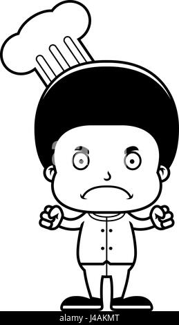 A cartoon illustration of a boy chef with an angry expression Stock ...