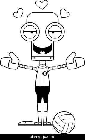 A cartoon volleyball player robot ready to give a hug Stock Vector ...