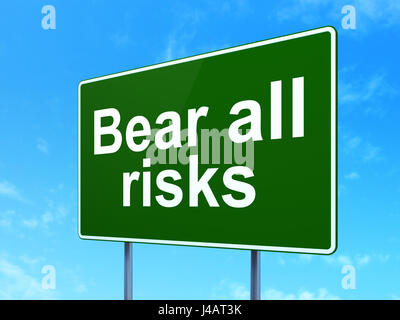 Insurance concept: sign Bear All Risks on Building background Stock ...