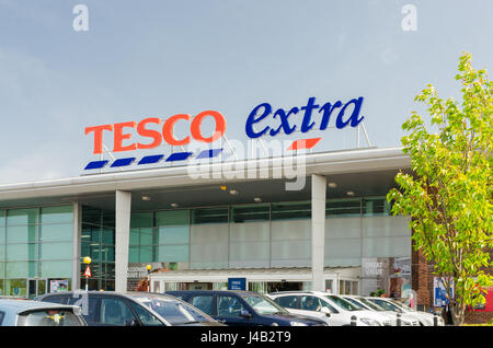 Tesco Extra supermarket sign at West Durrington Worthing West Sussex UK ...