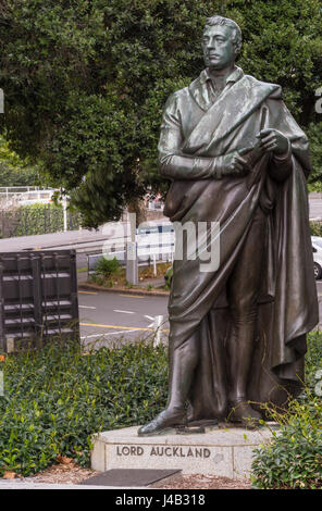 Auckland, New Zealand - March 5, 2017: Closeup of Black metal statue of ...
