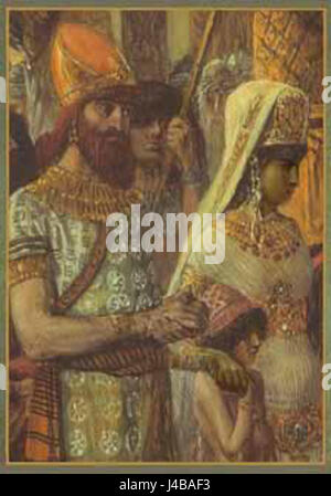 A depiction of King Solomon and the Queen of Sheba, captured in a ...