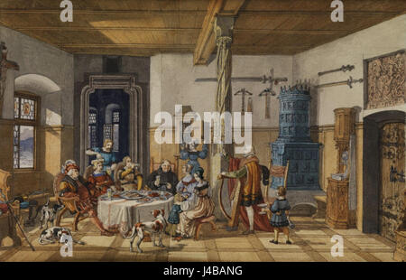 The painting 'Interieur Schloss Tratzberg' by Quaglio depicts the ...