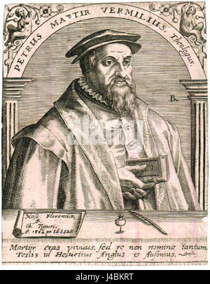 'Peter Martyr Vermigli' is a copper engraving depicting the renowned ...