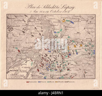 Plan of the Battle of Leipzig, October 1813 . Historic Military map by ...
