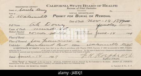 Permit for Burial or Removal Stock Photo - Alamy