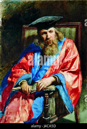 A portrait of Dmitri Mendeleev, the Russian chemist and creator of the ...