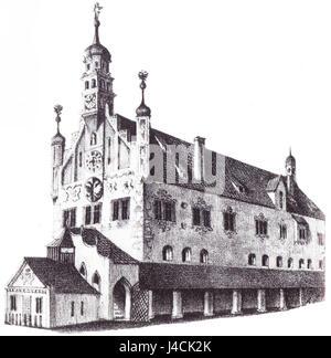 The town hall (Rathaus) in the main square in Mittersill, a village in ...