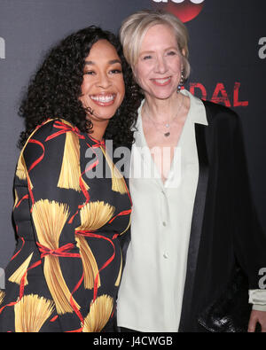 Shonda Rhimes and Betsy Beers the 100th Episode celebration of Scandal ...