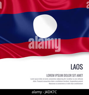 Lao National Flag with red flag with communist symbols of a sickle ...