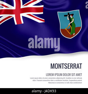 Montserrat sign symbol, national flag waving texture background ...