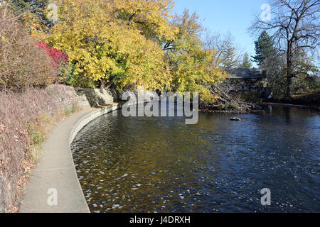 Fall at the river-walk in Naperville Stock Photo - Alamy