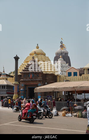 India Orissa Puri Jagganath temple tower of Vishnu temple with flag and ...