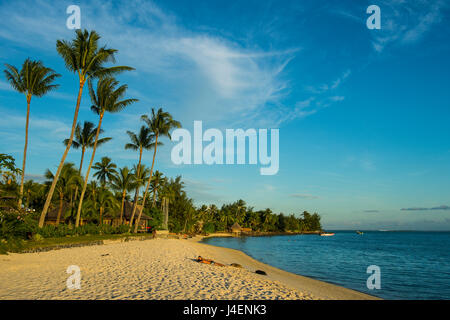 Matira Point Beach at Bora Bora in French Polynesia at sunset Stock ...