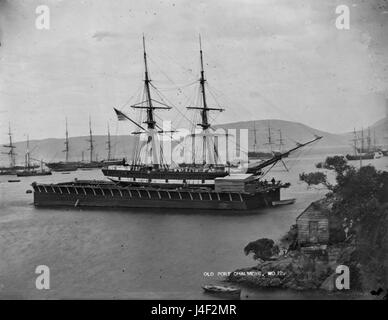American brig in floating dock, Port Chalmers, 1870s Stock Photo - Alamy