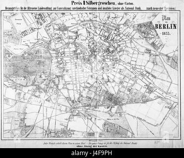 The 1855 map of Berlin shows the city and its surroundings, from the ...