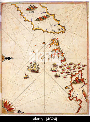 The map of the Island of Samos by Piri Reis is a detailed cartographic ...