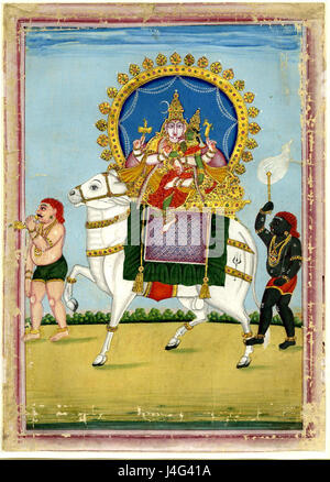 This artwork depicts the Hindu deities Parvati and Ganesh visiting Lord ...