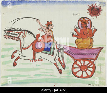Sun God with his seven horse chariot, one of the twelve niches showing ...