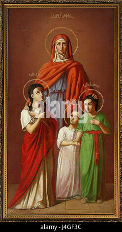 The painting 'Saint Sofia Vera Uniate' is a religious artwork depicting ...