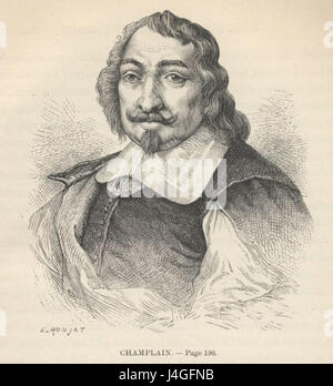Portrait of French explorer Samuel de Champlain, founder of Quebec and ...
